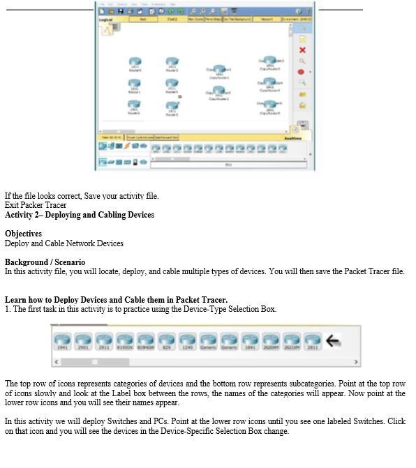 Lab-Starting with Packet Tracer Activity 1 - | Chegg.com