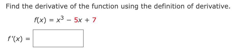 Solved Find the derivative of the function using the | Chegg.com