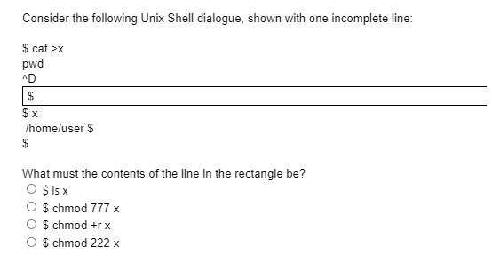 Solved Consider the following Unix Shell dialogue, shown | Chegg.com