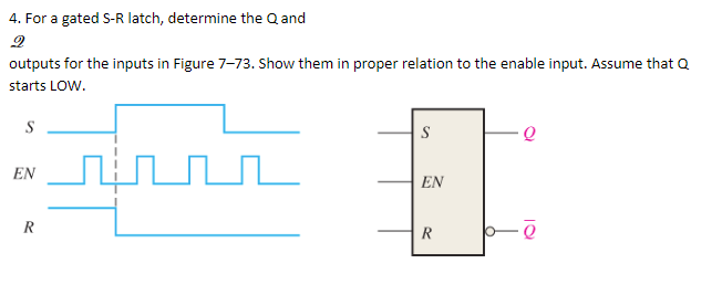 Solved 4. For a gated S-R latch, determine the Q and Q | Chegg.com