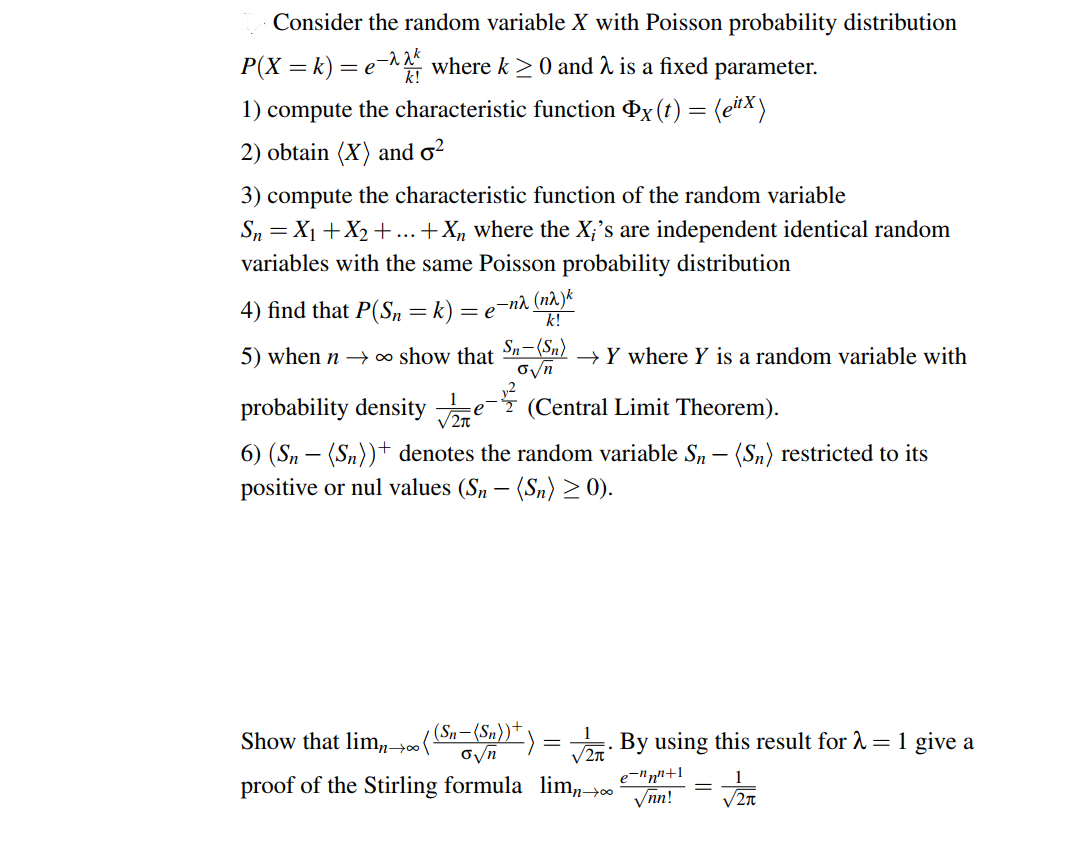 Solved =e k! = Consider the random variable X with Poisson | Chegg.com