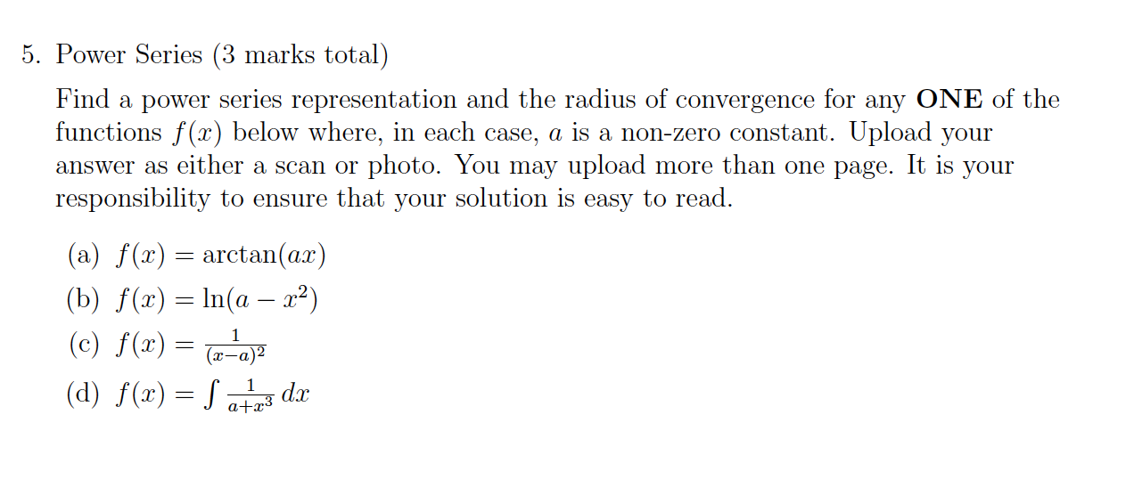 Solved 5. Power Series (3 marks total) Find a power series | Chegg.com