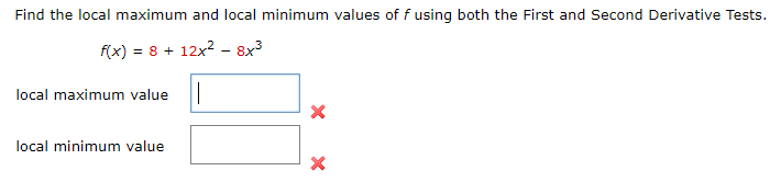 Solved Find the local maximum and local minimum values of f | Chegg.com