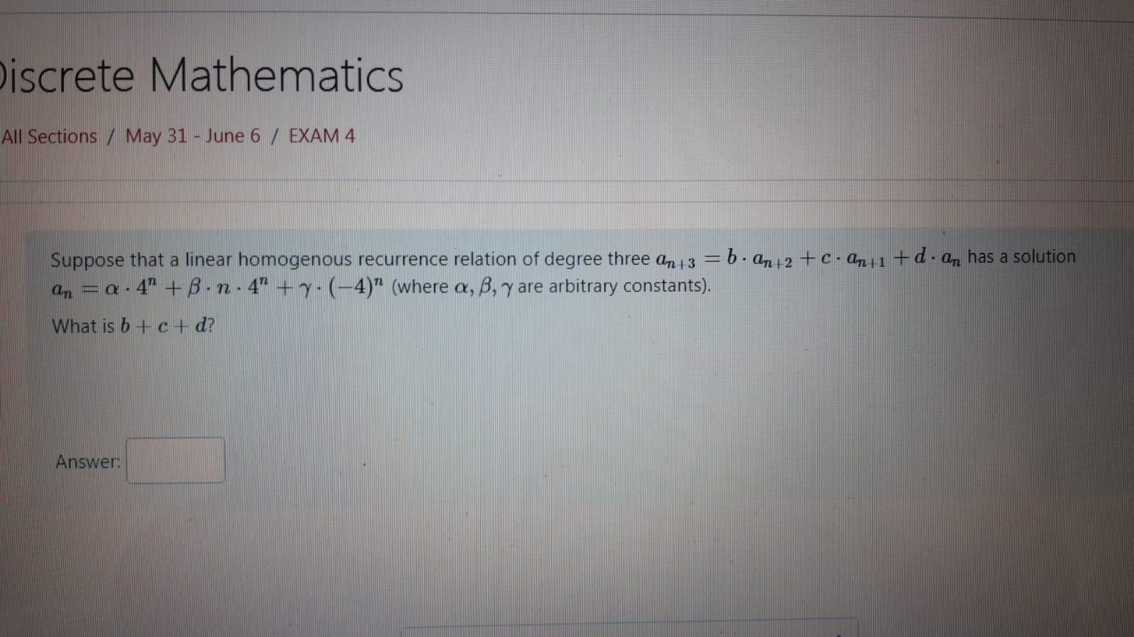 Solved Discrete Mathematics All Sections / May 31 - June 6 / | Chegg.com
