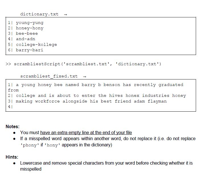 Function Name: scrambliestScript Inputs: 1. (char) | Chegg.com