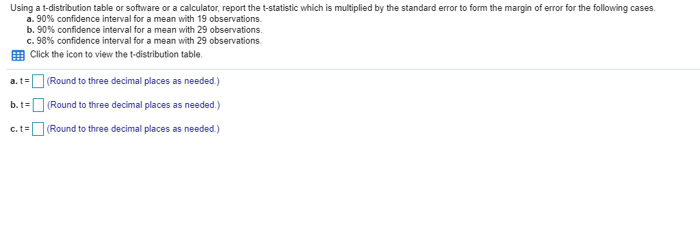 Solved Using a t-distribution table or software or a | Chegg.com