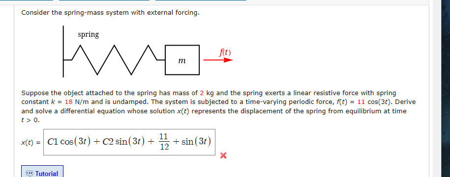 Solved Consider the spring-mass system with external | Chegg.com Solved Consider the spring-mass system with external | Chegg.com