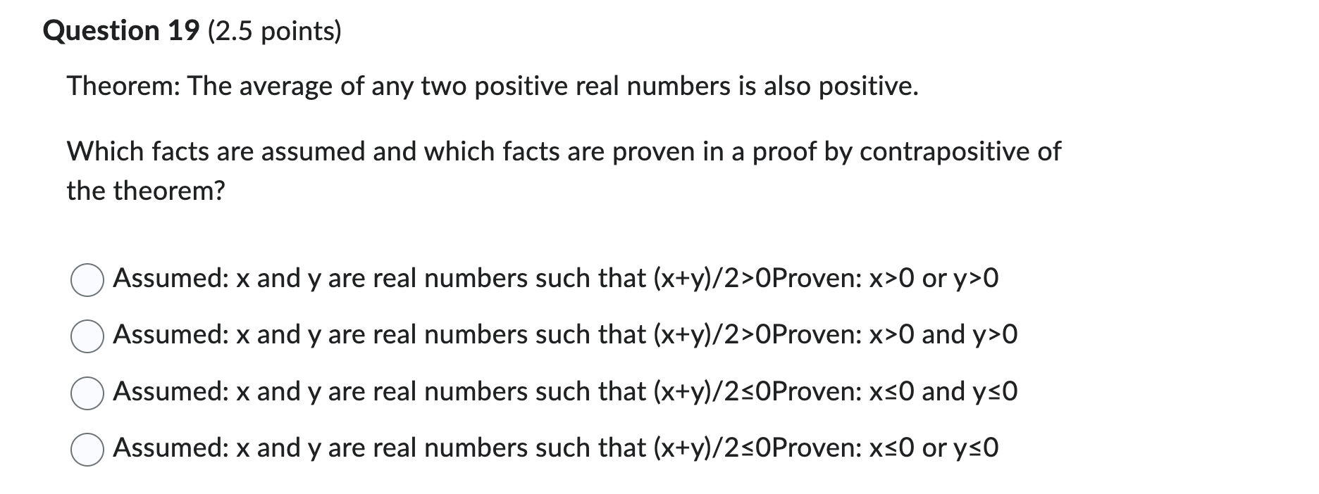 Solved Question 19 (2.5 points) Theorem: The average of any | Chegg.com