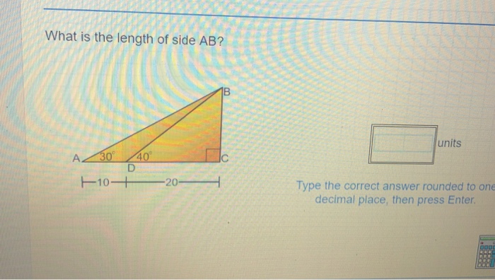 Solved What is the length of side AB? units Type the correct | Chegg.com