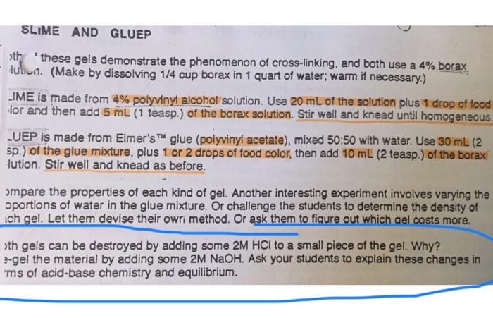 Solved SLIME AND GLUEP tt: ' these gels demonstrate the | Chegg.com
