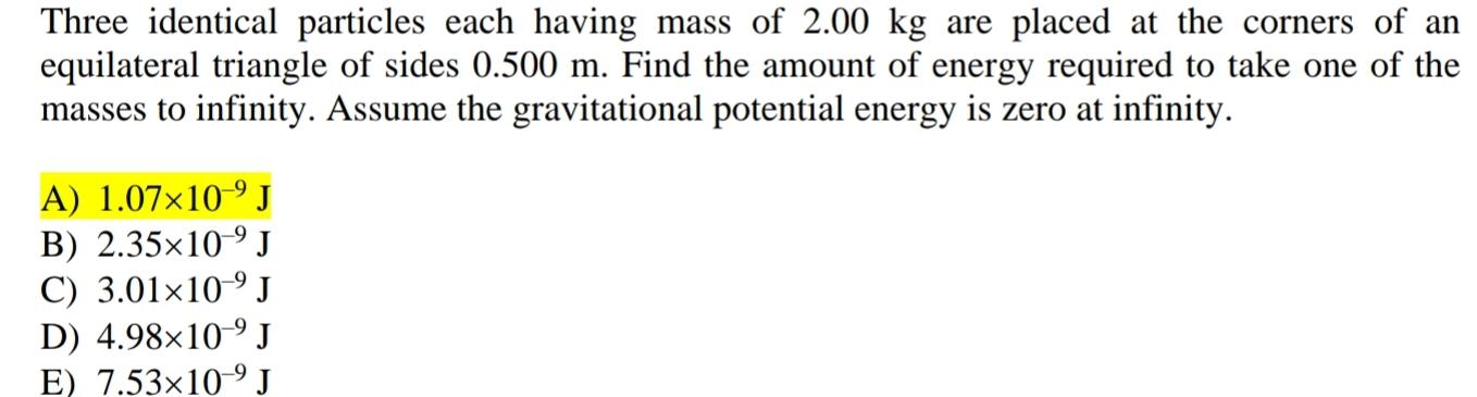 Solved Three identical particles each having mass of 2.00 kg | Chegg.com