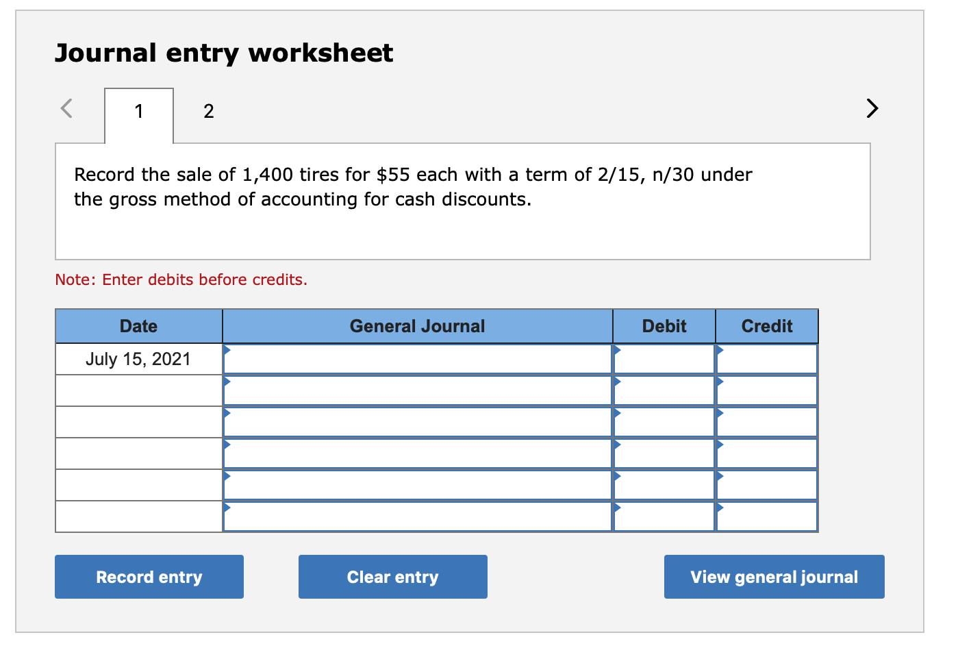 Solved Exercise 7-6 (Algo) Cash discounts; the gross method | Chegg.com