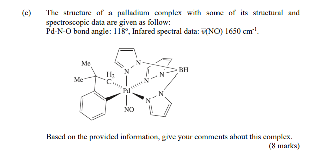 Solved (c) The structure of a palladium complex with some of | Chegg.com