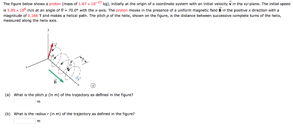 Solved The figure below shows a proton mass of 1.67 10-27 kg | Chegg.com