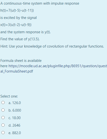 Solved A continuous-time system with impulse response | Chegg.com