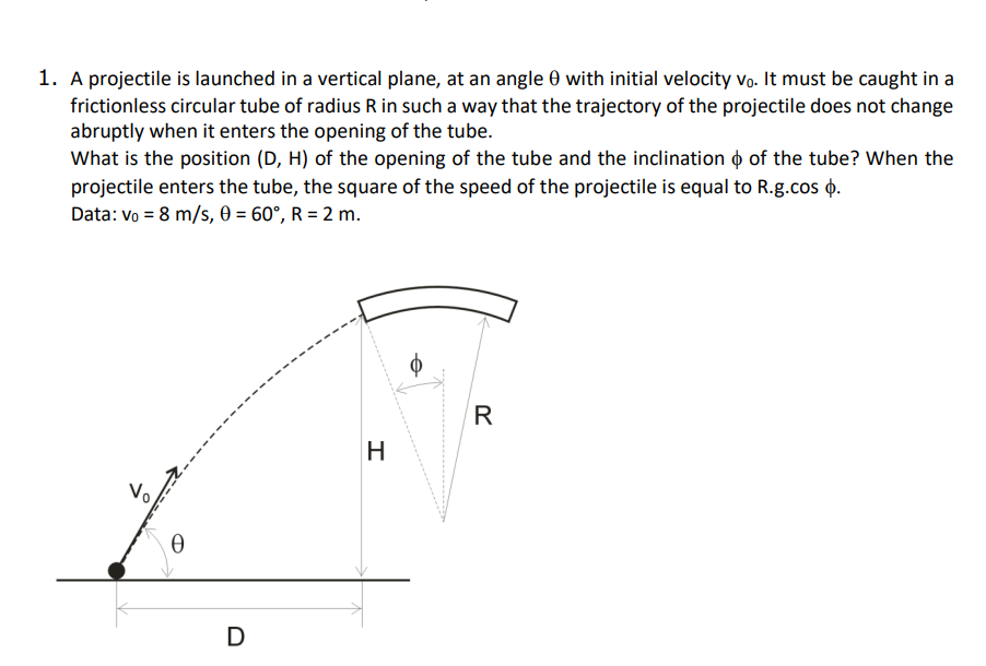 Solved 1. A projectile is launched in a vertical plane, at | Chegg.com