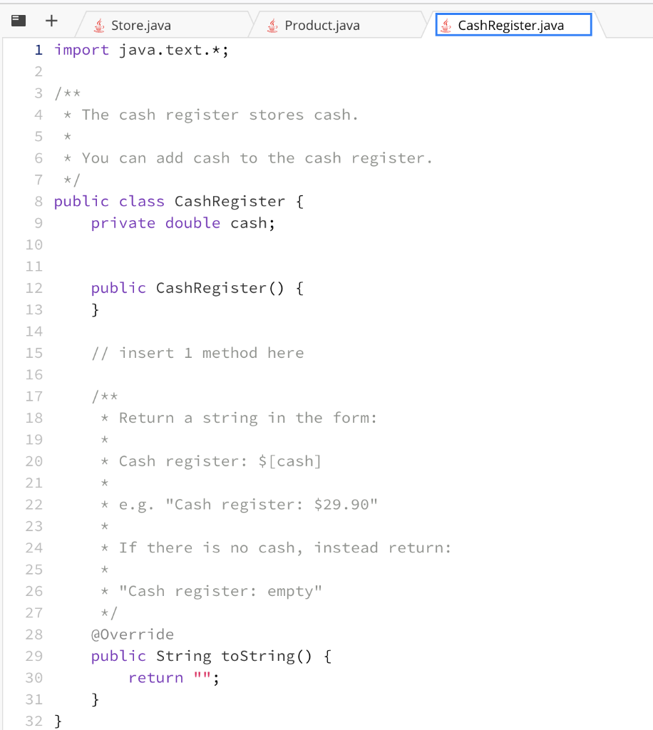 Solved Solve in Java: Store specification: A store sells one | Chegg.com