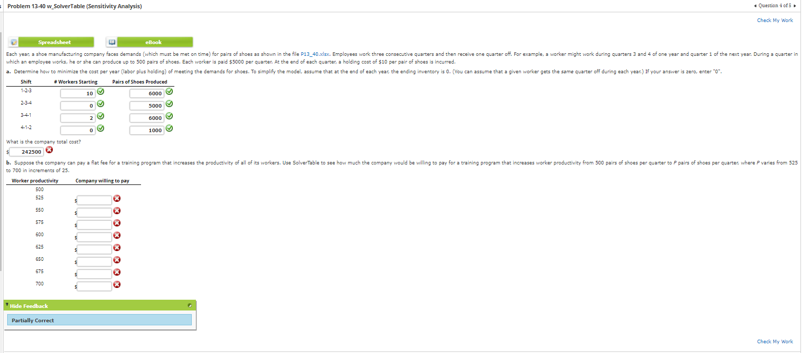 Solved - Problem 13-40 w_SolverTable (Sensitivity Analysis) | Chegg.com