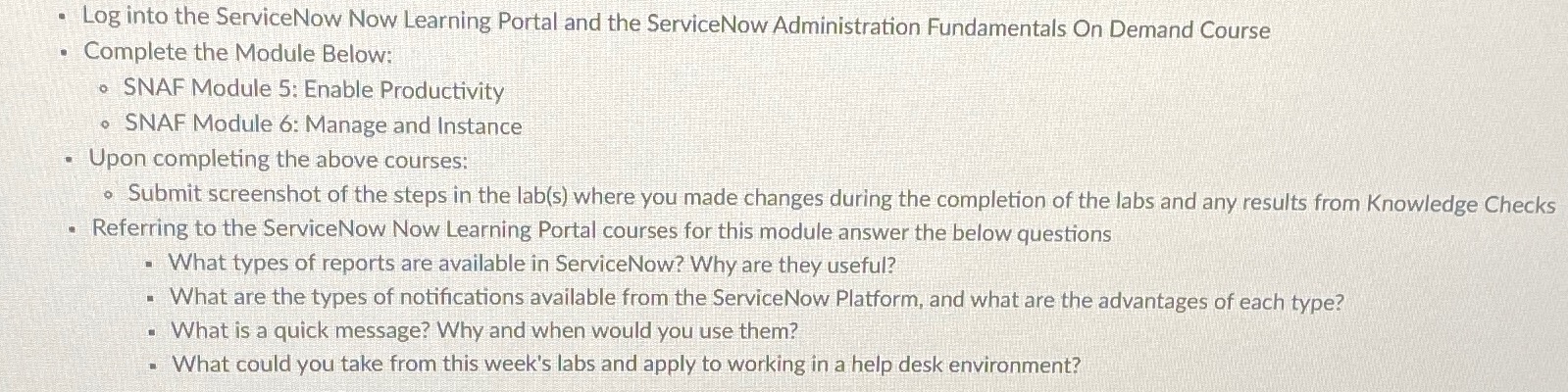 Solved Log into the ServiceNow Now Learning Portal and the | Chegg.com