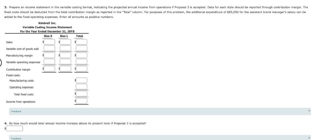 Variable Costing Income Statement and Effect on | Chegg.com