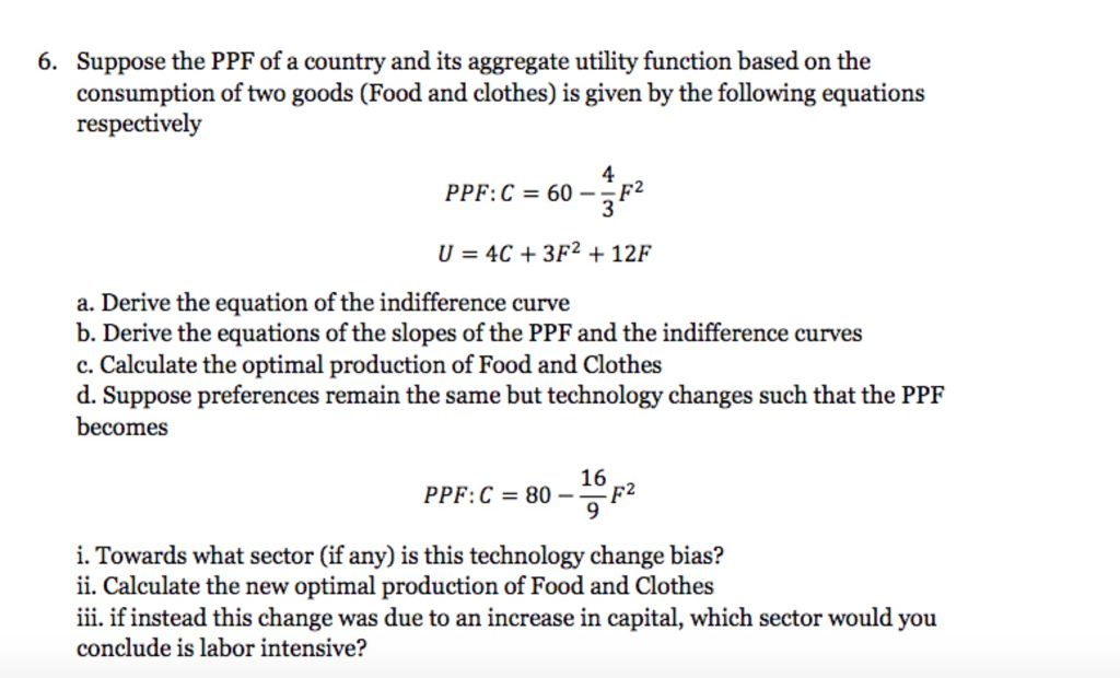 Solved 6. Suppose the PPF of a country and its aggregate | Chegg.com
