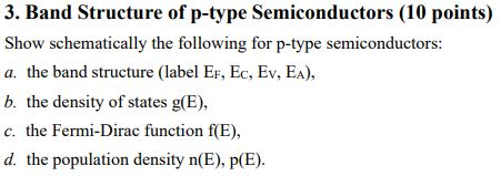 Solved 3. Band Structure of p-type Semiconductors (10 | Chegg.com