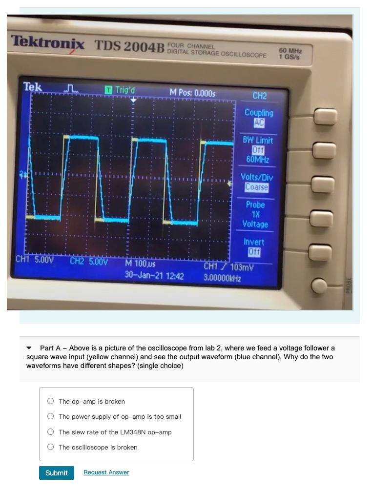 Solved Tektronix TDS 2004B DIGITAL STORAGE OSCILLOSCOPE FOUR | Chegg.com