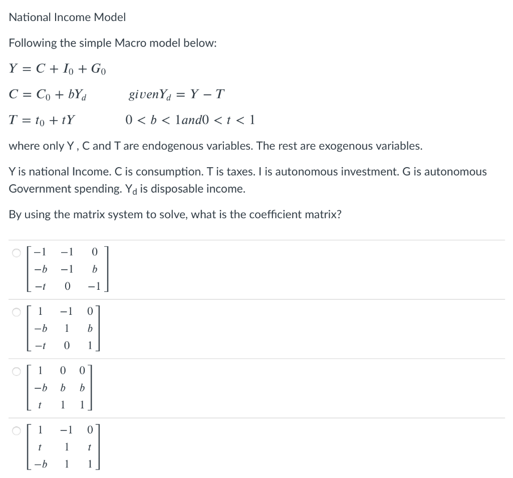 Solved National Income Model Following the simple Macro | Chegg.com