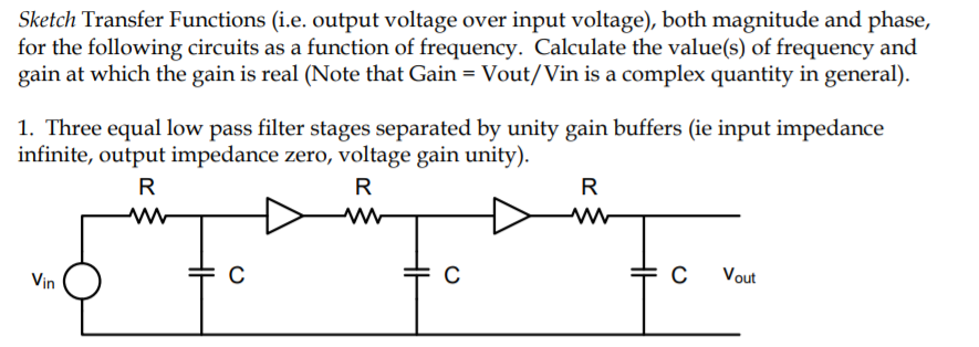 Solved Sketch Transfer Functions (i.e. output voltage over | Chegg.com