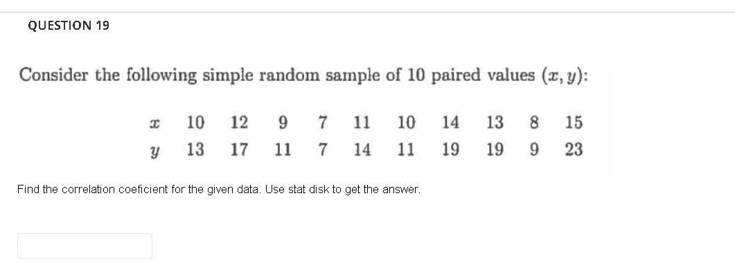 Solved Consider the following simple random sample of 10 | Chegg.com