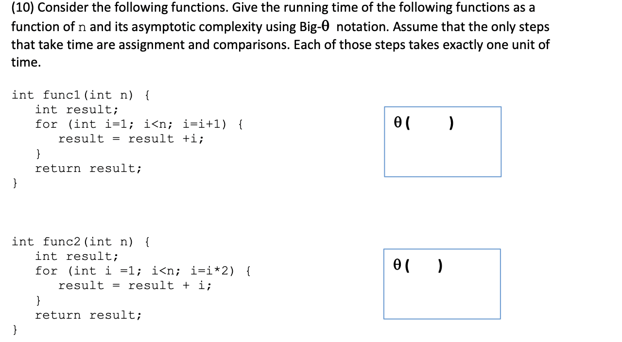 Solved (10) Consider the following functions. Give the | Chegg.com