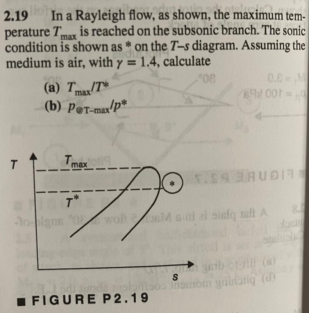 Solved 2.19 max In a Rayleigh flow, as shown, the maximum | Chegg.com