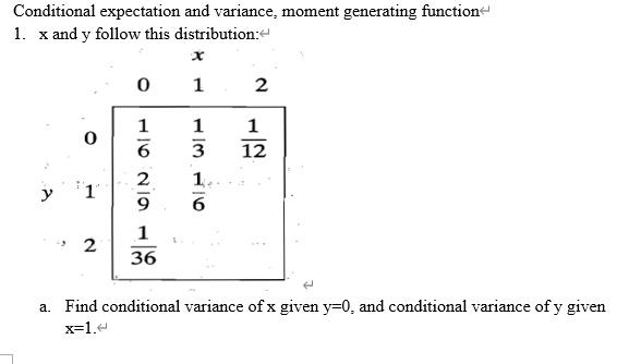 Solved Conditional expectation and variance, moment | Chegg.com