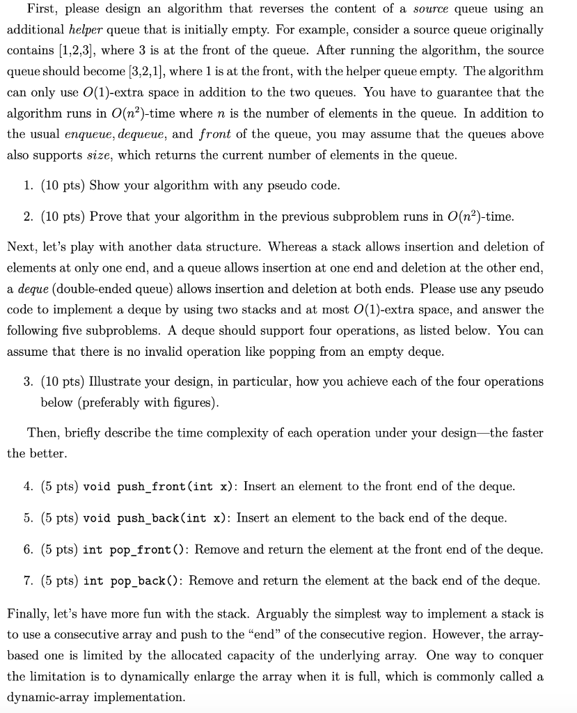 Solved First, please design an algorithm that reverses the | Chegg.com