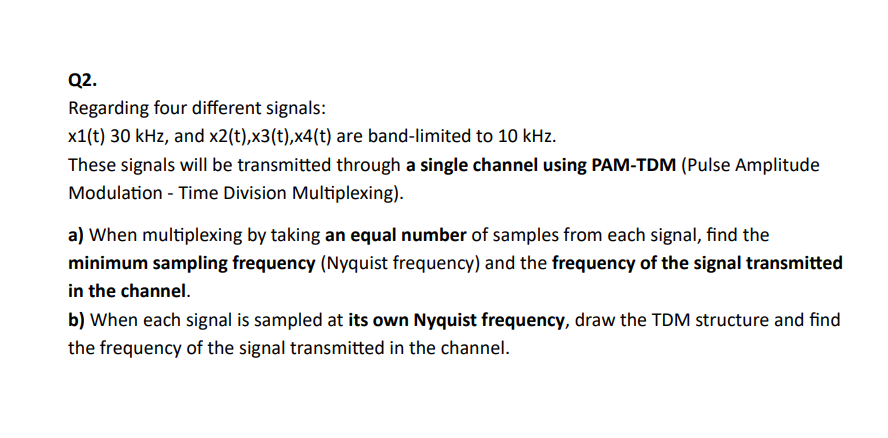 Solved Q2. ﻿Regarding four different signals: | Chegg.com