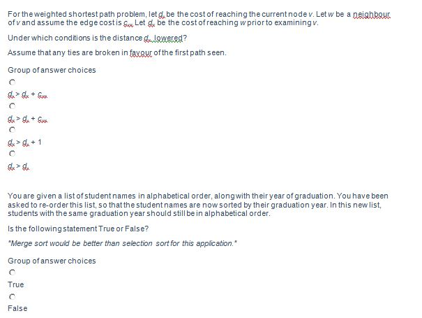 Solved For the weighted shortest path problem, let du be the | Chegg.com
