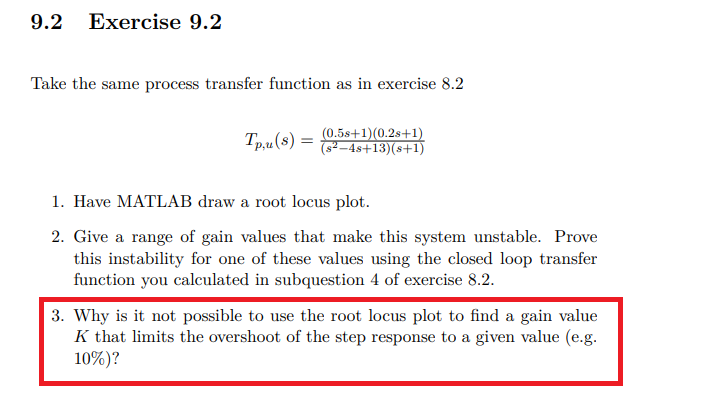 Solved Take the same process transfer function as in | Chegg.com
