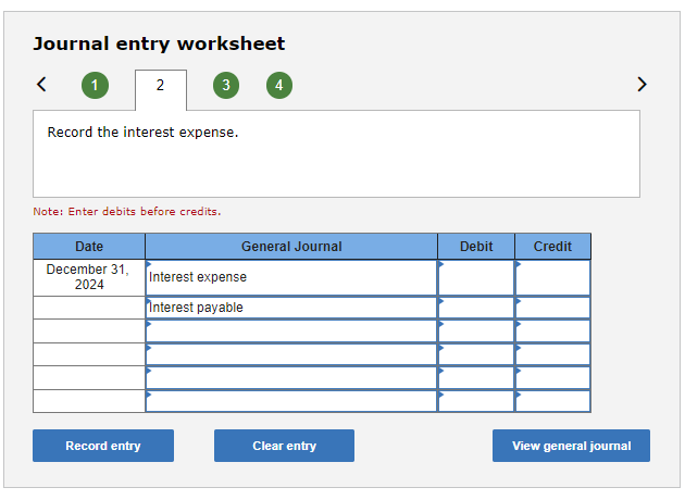 Solved Journal entry worksheet Record the interest expense. | Chegg.com