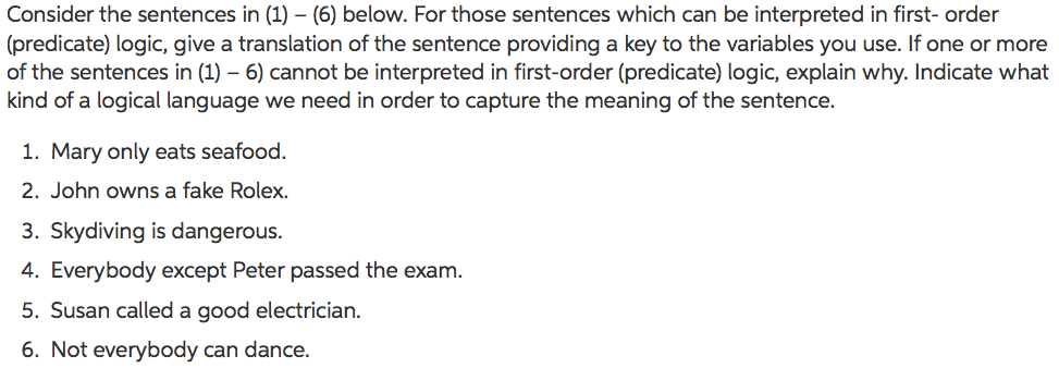 Consider the sentences in (1) – (6) below. For those | Chegg.com