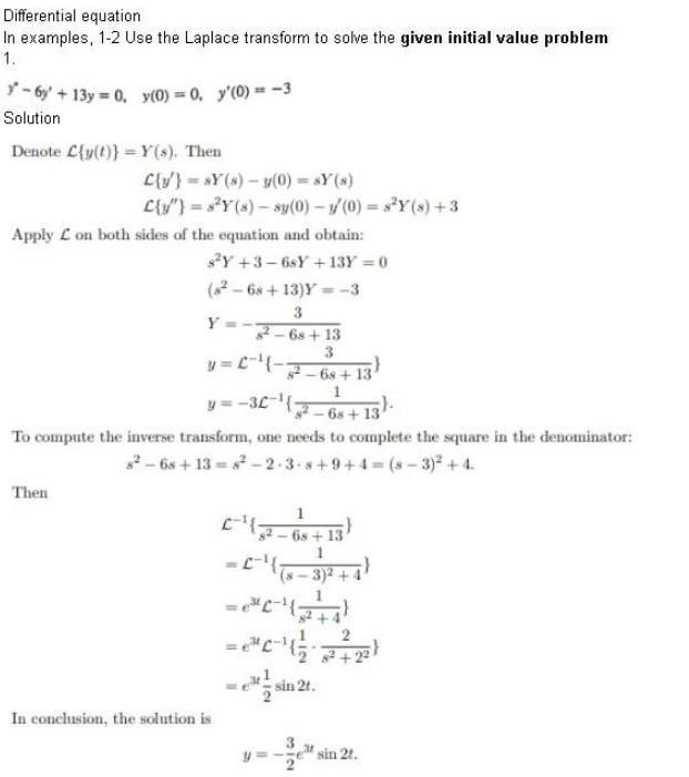 Solved Differential equation In examples, 1-2 Use the | Chegg.com
