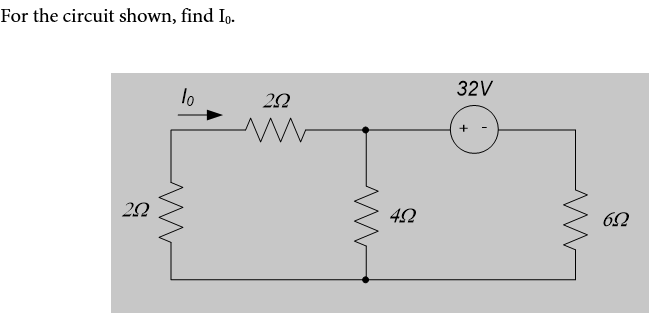 Solved For the circuit shown, find I0. | Chegg.com