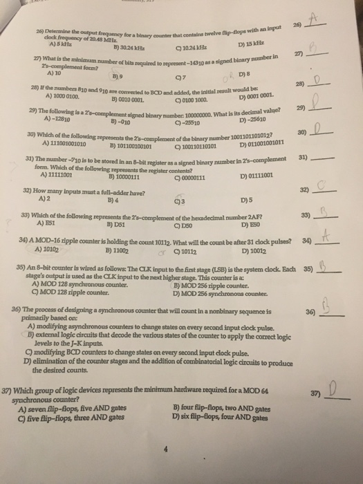 Solved S A 26 Determine The Output Frequency For A Binary 