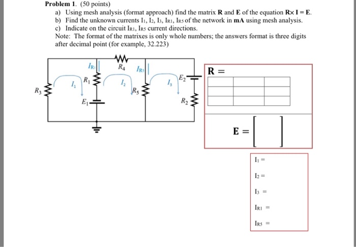 Solved Problem 1. (50 points) a) Using mesh analysis (format | Chegg.com