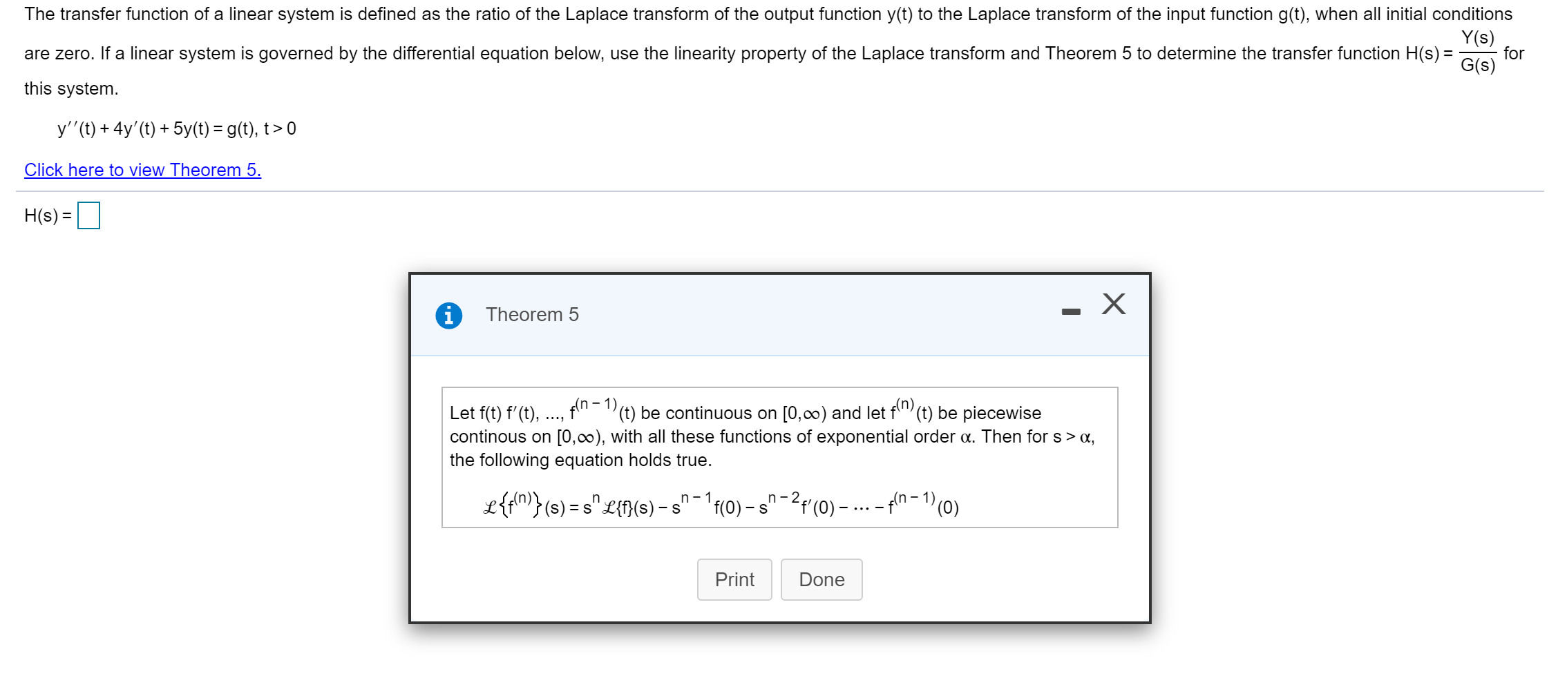 Solved The transfer function of a linear system is defined | Chegg.com