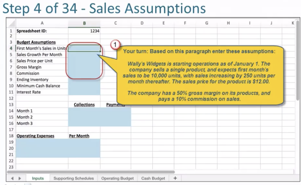 Solved Step 4 of 34 - Sales Assumptions D G B E F H 1 | Chegg.com