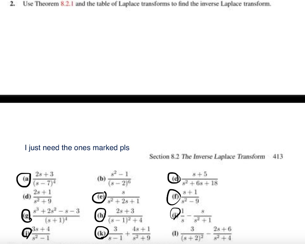 Solved 2. Use Theorem 8.2.1 and the table of Laplace | Chegg.com