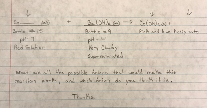 Solved BaloH)a a ColoH)a Pink and blue Precipitate lag | Chegg.com