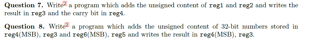 Question 7. Write2 a program which adds the unsigned | Chegg.com