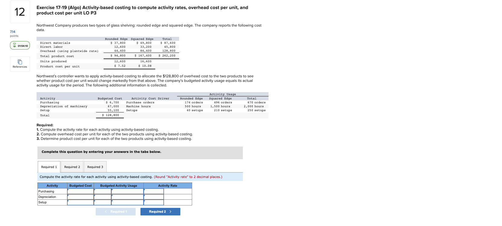 Solved Exercise 17-19 (Algo) Activity-based costing to | Chegg.com Solved Exercise 17-19 (Algo) Activity-based costing to | Chegg.com