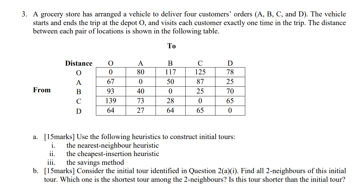 Solved 3. A grocery store has arranged a vehicle to deliver | Chegg.com